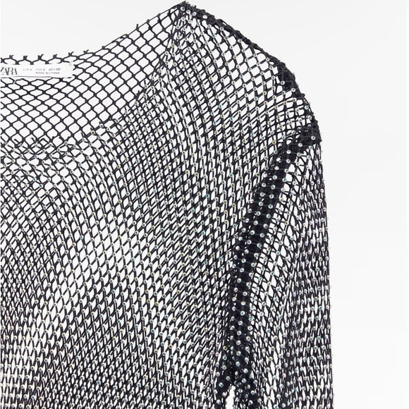 Zara | Dresses | Zara Black Rhinestone Mesh Maxi Dress | Poshmark